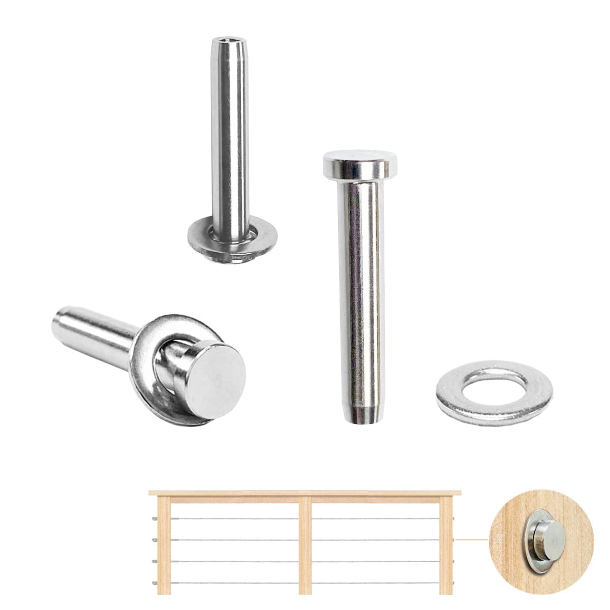 50 Pack Fayevorite Stainless Steel Hand-Crimp Stemball Swages for 1/8 ...