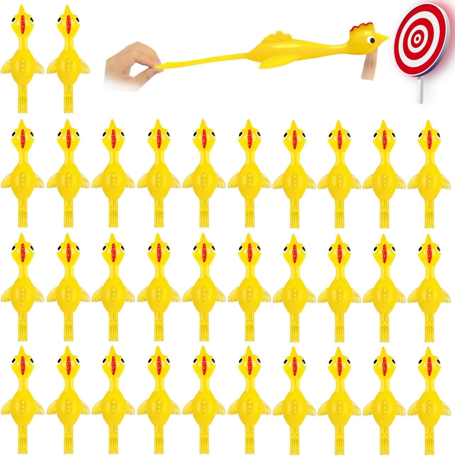 50 Pack Finger Slingshot Chicken Rubber, Flying Stretchy Chicken ...