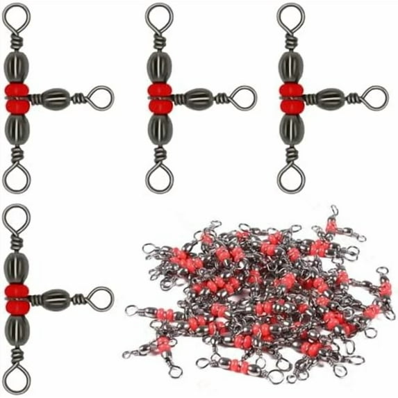 50 Pack Fishing Three Way Swivels Cross Line Barrel 3 Way Swivel ...