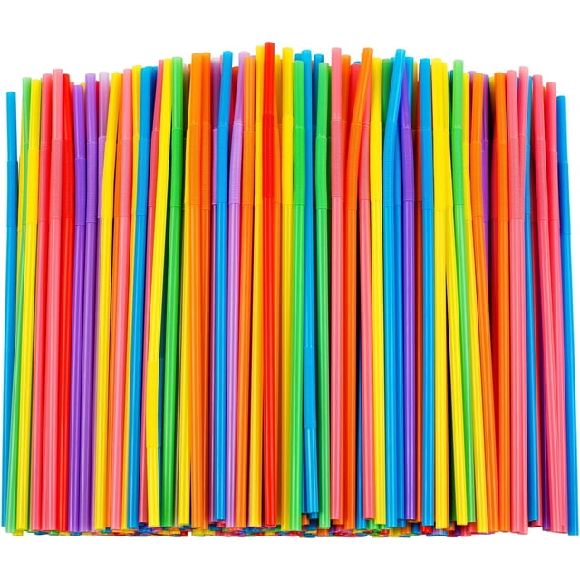 50-Pack Flexible Drinking Straws, Assorted Colors Plastic Disposable ...
