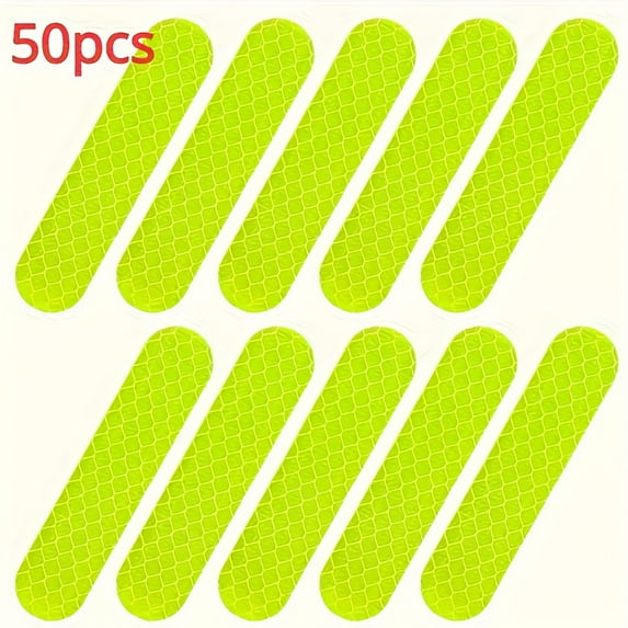 50-Pack Fluorescent Glow-in-the-Dark Reflective Safety Stickers ...