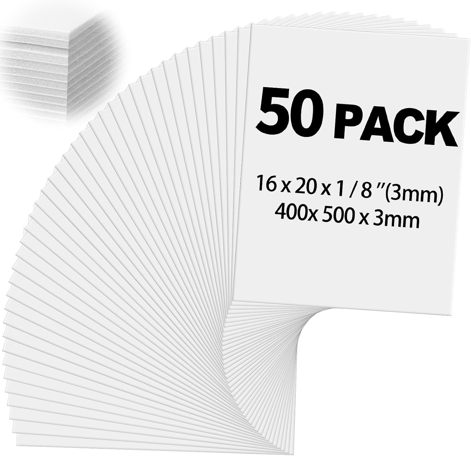50 Pack Foam Boards with Core Backing Board, 1/8 Inch Thickness, Foam ...