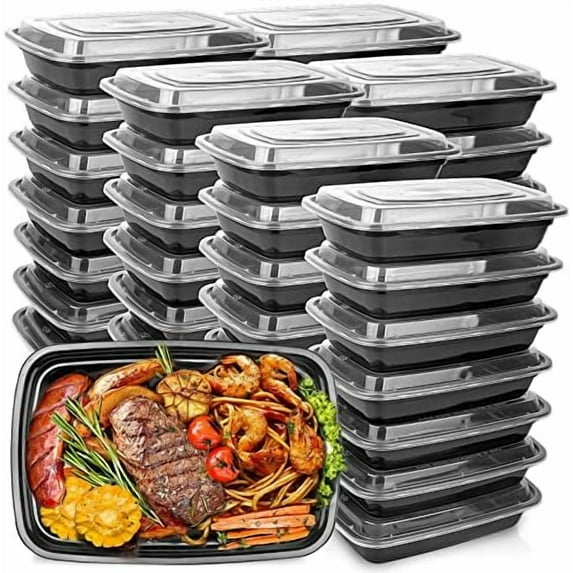 50-Pack Food Prep Containers, 1000ML/ 34 OZ Microwavable Food Storage ...