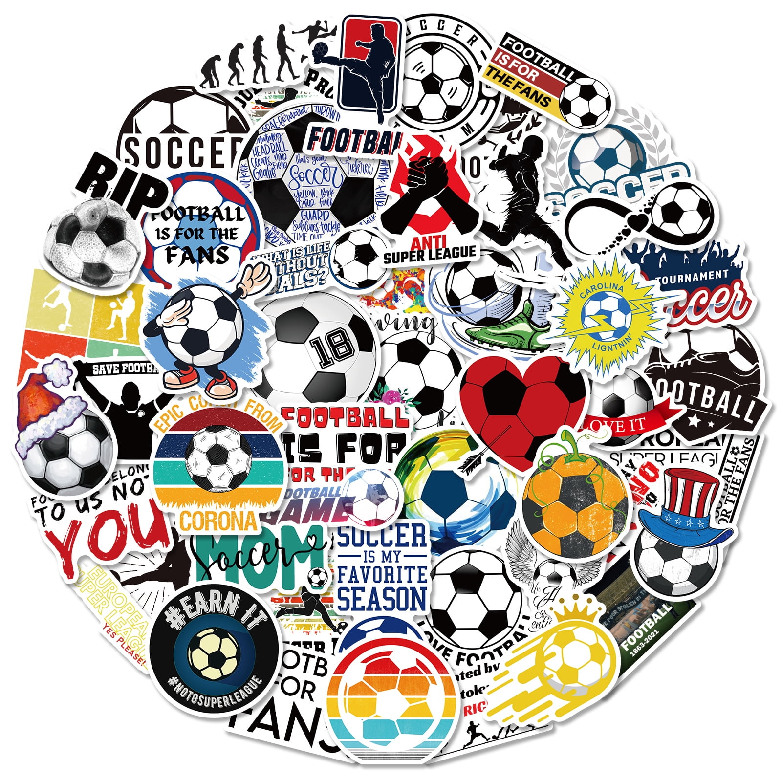 50-Pack Football Fanatic Stickers - Sports Event, Soccer Stickers for ...