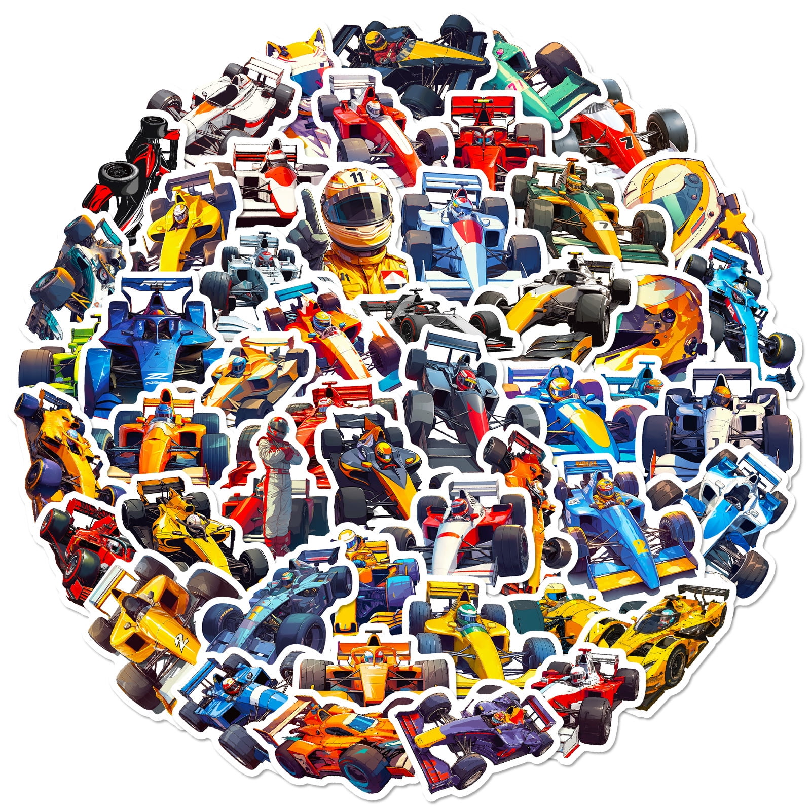 50-Pack Formula Racing Stickers - Unique Cool Cartoon Graffiti Decals ...