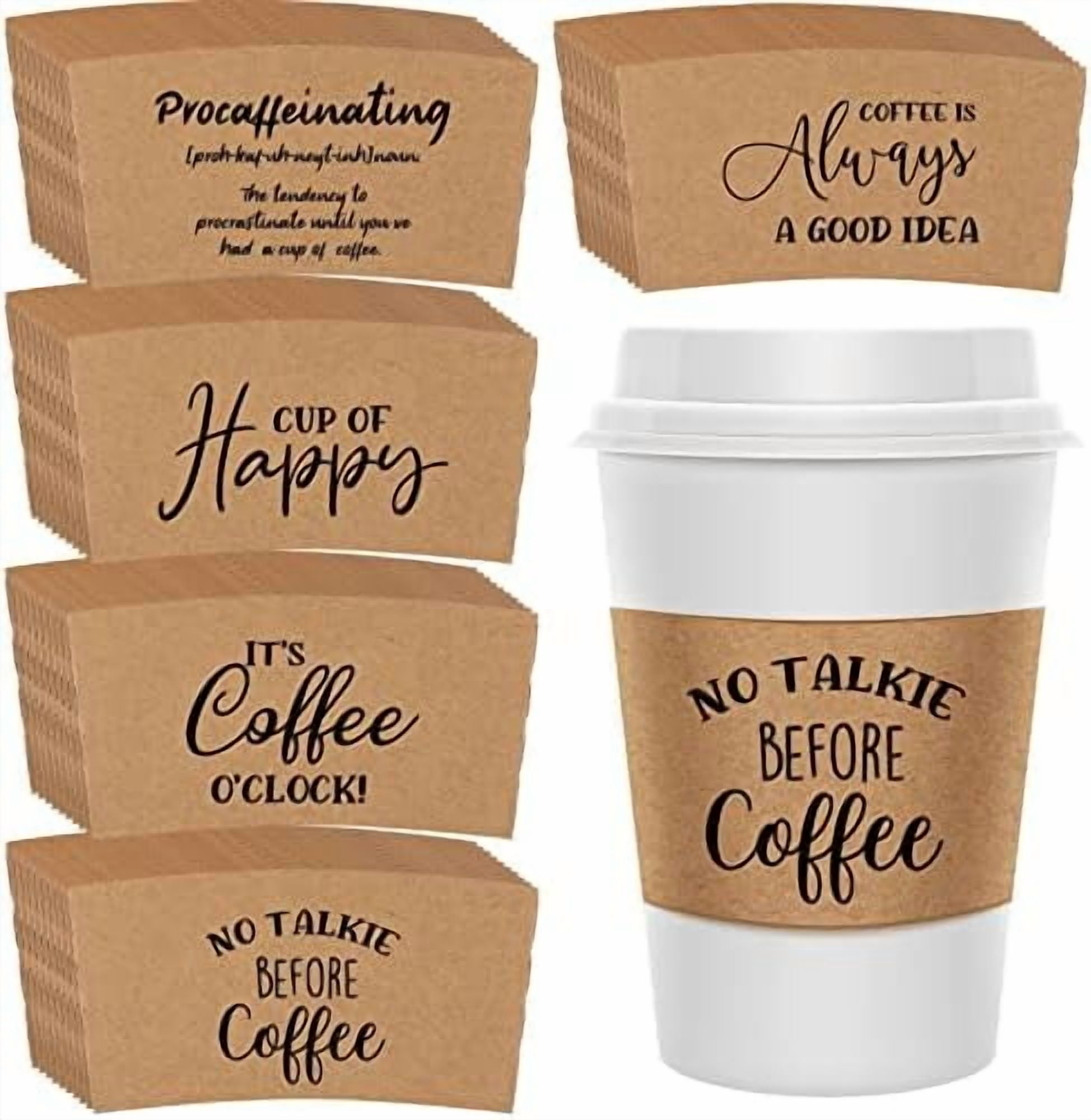 50 Pack Funny Printed Coffee Sleeves Disposable Corrugated Coffee Cup ...