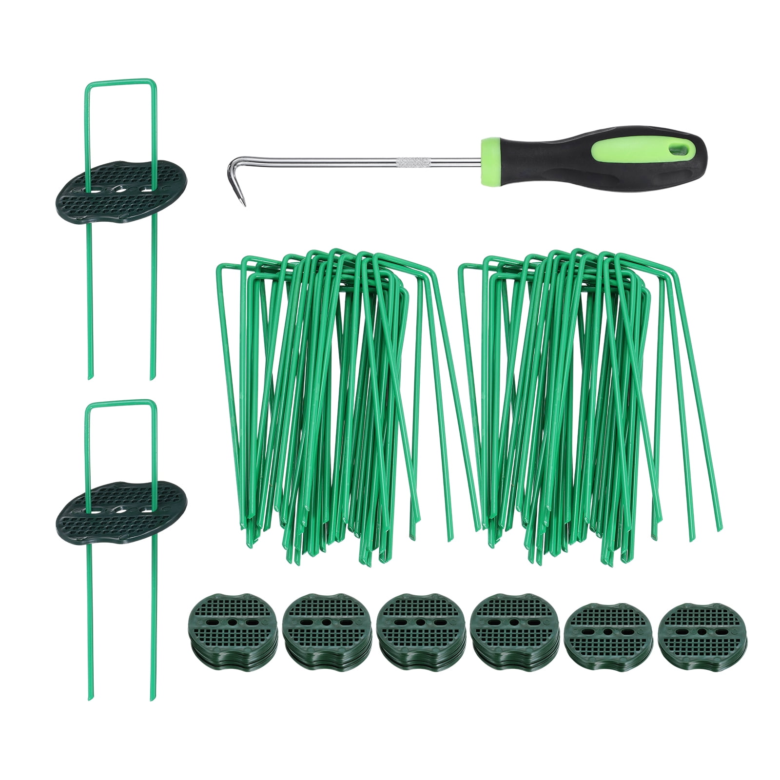 50 Pack Garden Stakes 6" 11 Gauge U-Type Turf Stake with Gasket&Hook ...
