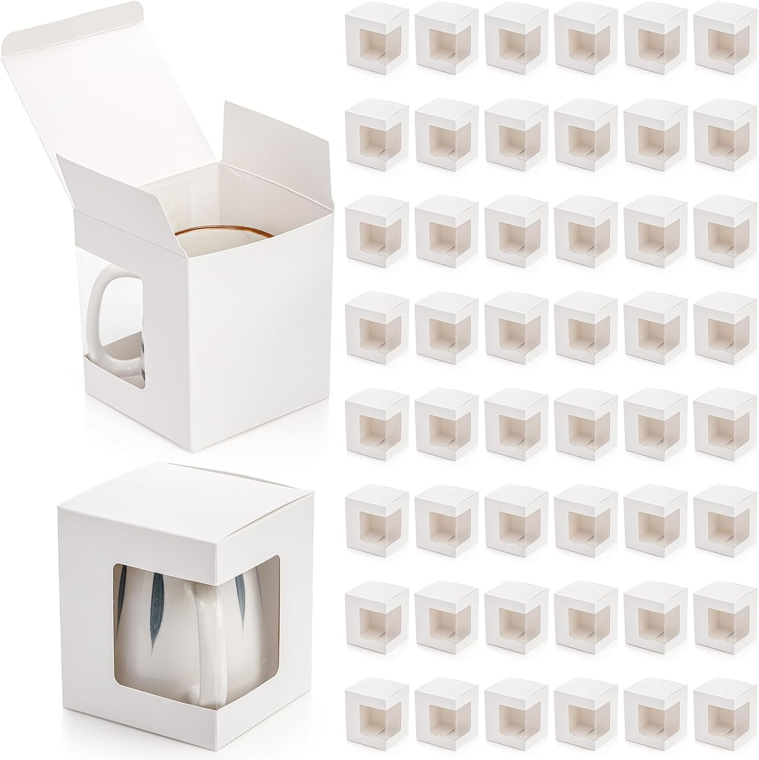 50 Pack Gift Boxes for Sublimation Mugs, 4.3x4.3x5'' Small White ...