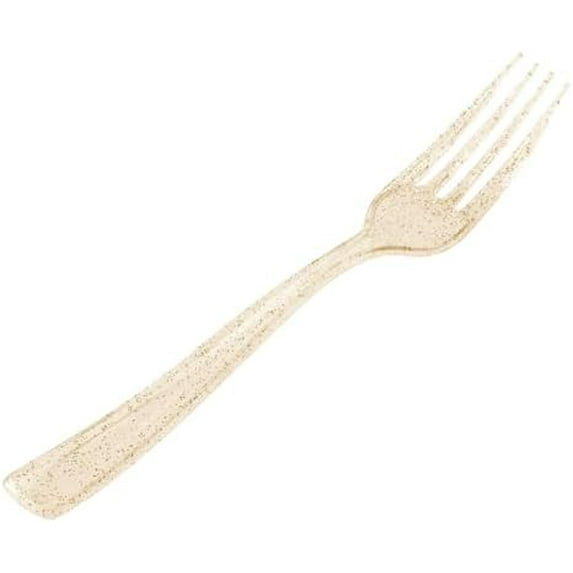 50 Pack Gold Glitter Plastic Forks, Heavy Duty Forks Disposable ...