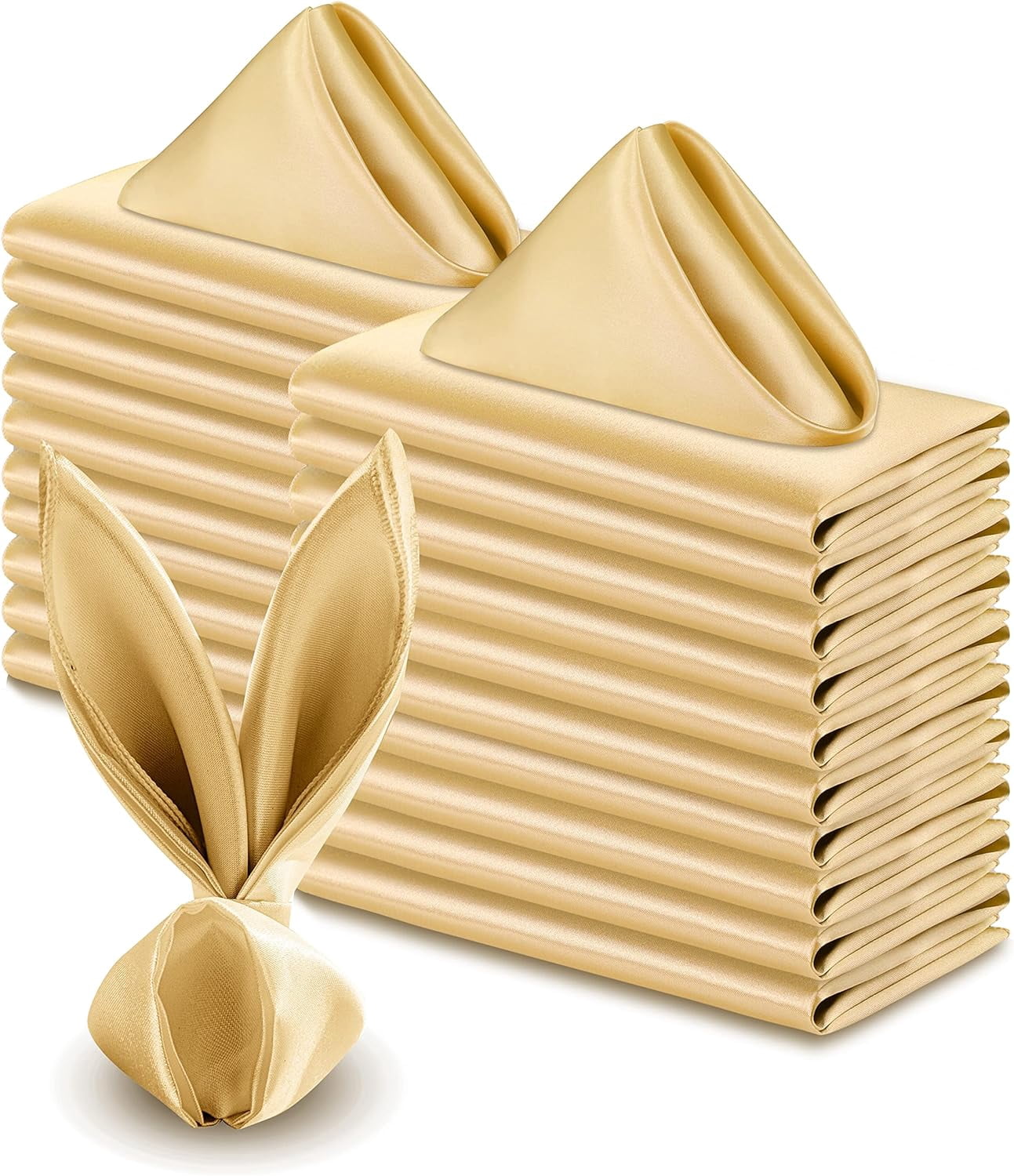 50 Pack Gold Satin Napkins 17x17 Inch for Wedding, Elegant Dinner ...