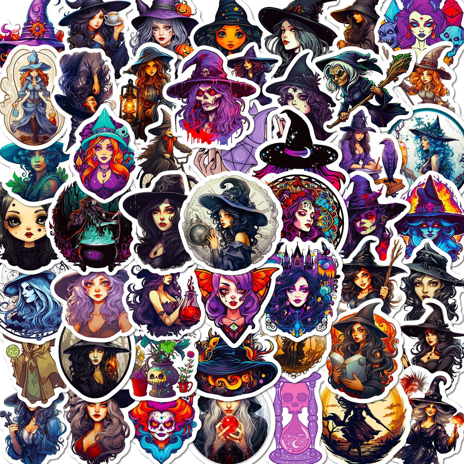 50-Pack Gothic Witch Stickers - Dark Horror Demon and Gothic Graffiti ...