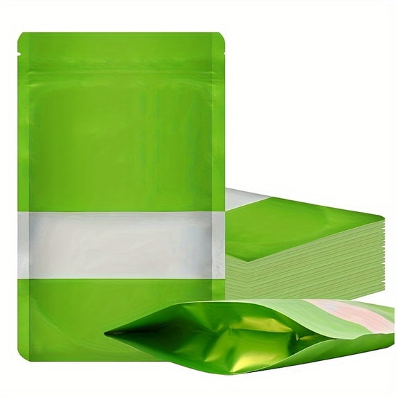 50-Pack Green Matte Vertical Aluminum Foil Bags - Resealable Zipper ...