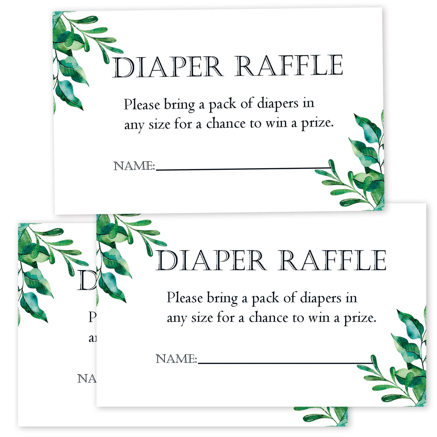 50 Pack Greenery Diaper Raffle Tickets For Baby Shower, Baby Shower ...