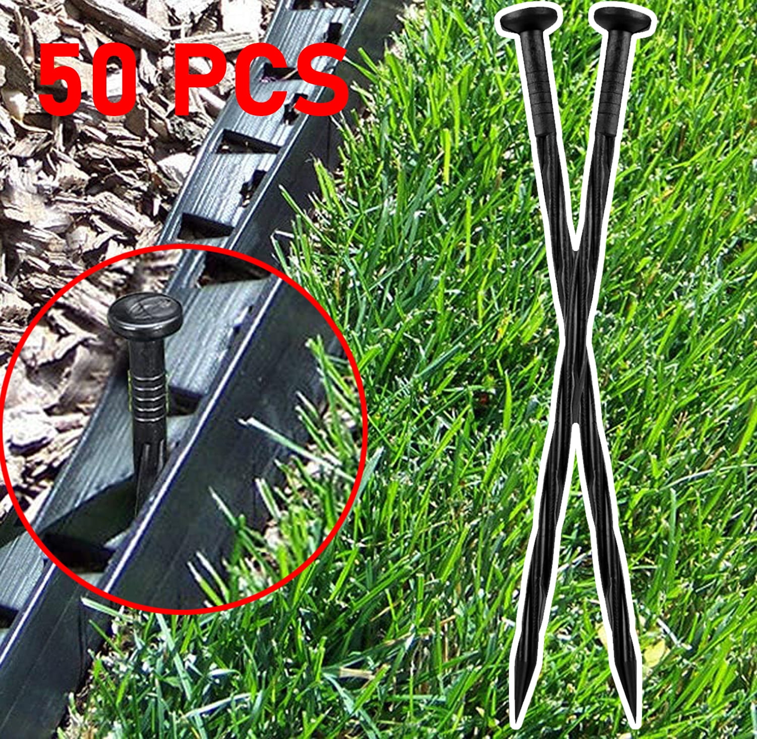 50-Pack Grey Plastic Spiral Landscape Edging Stakes - Durable Garden ...