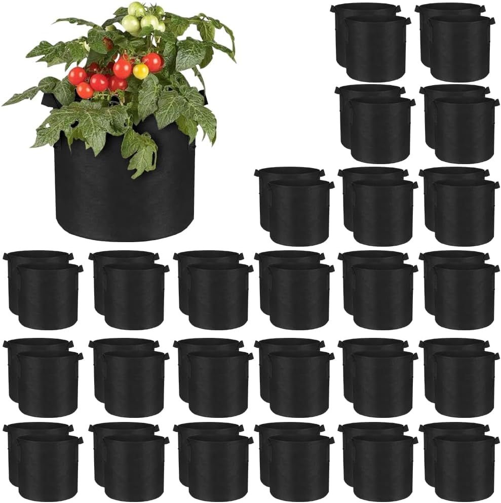 50 Pack Grow Bags Fabric Pots with Handles Aeration Grow Pots Garden ...