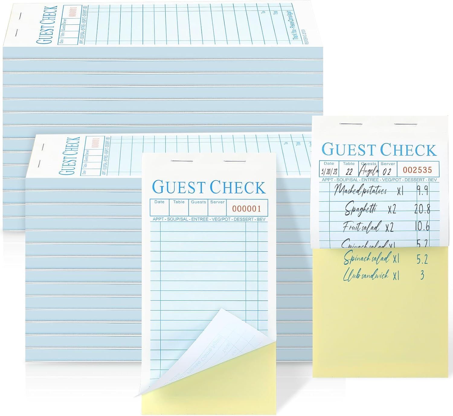 50 Pack Guest Check Pads Server Note Pads 3.5 X 6.7 Inch Guest Check ...