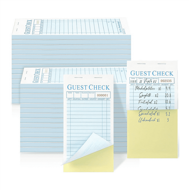 50 Pack Guest Check for Servers 2Part Carbonless Waiter Notepad Food ...