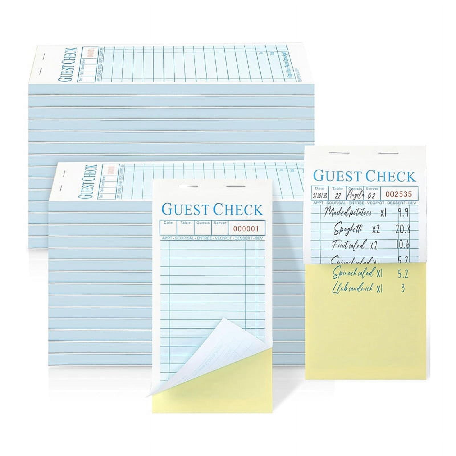 50 Pack Guest Check for Servers 2Part Carbonless Waiter Notepad Food ...