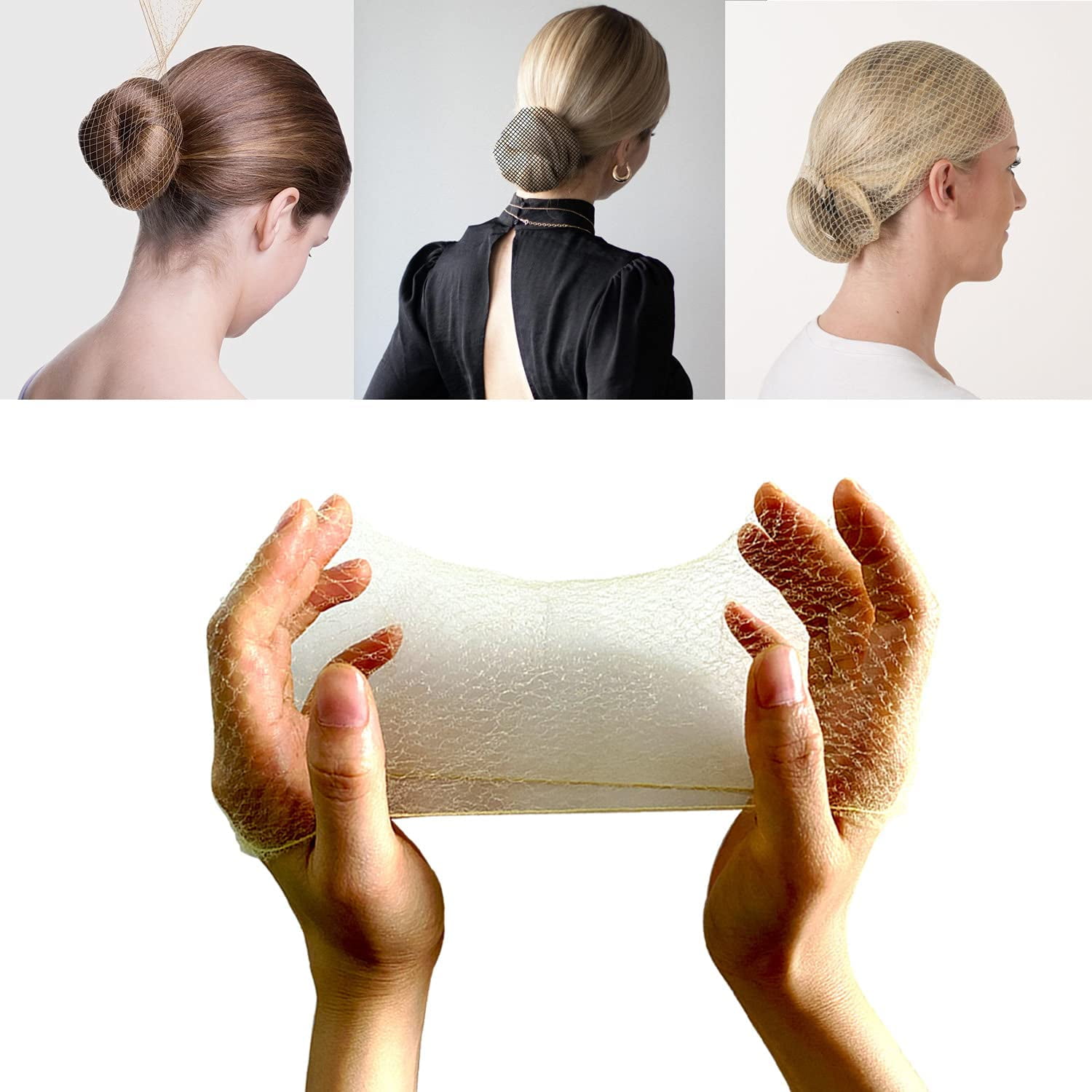 50 Pack Hair Net Invisible Mesh Hair Net (Blonde) Elastic Bun Hair Net ...