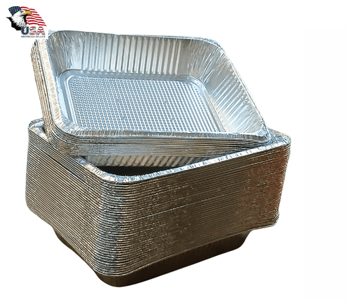 50 Pack Half-Size 9" x 13" Aluminum Deep Steam Disposable Pans, Regular Weight - Walmart.com