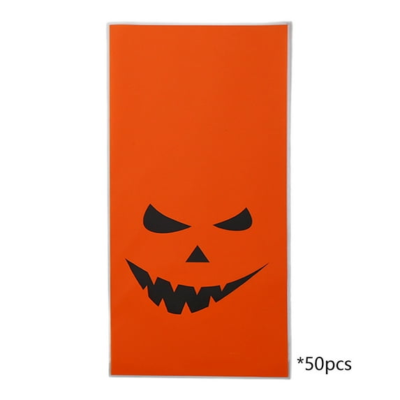 50 Pack Halloween Candy Bag Orange Black Plastic Treat Bags for School ...