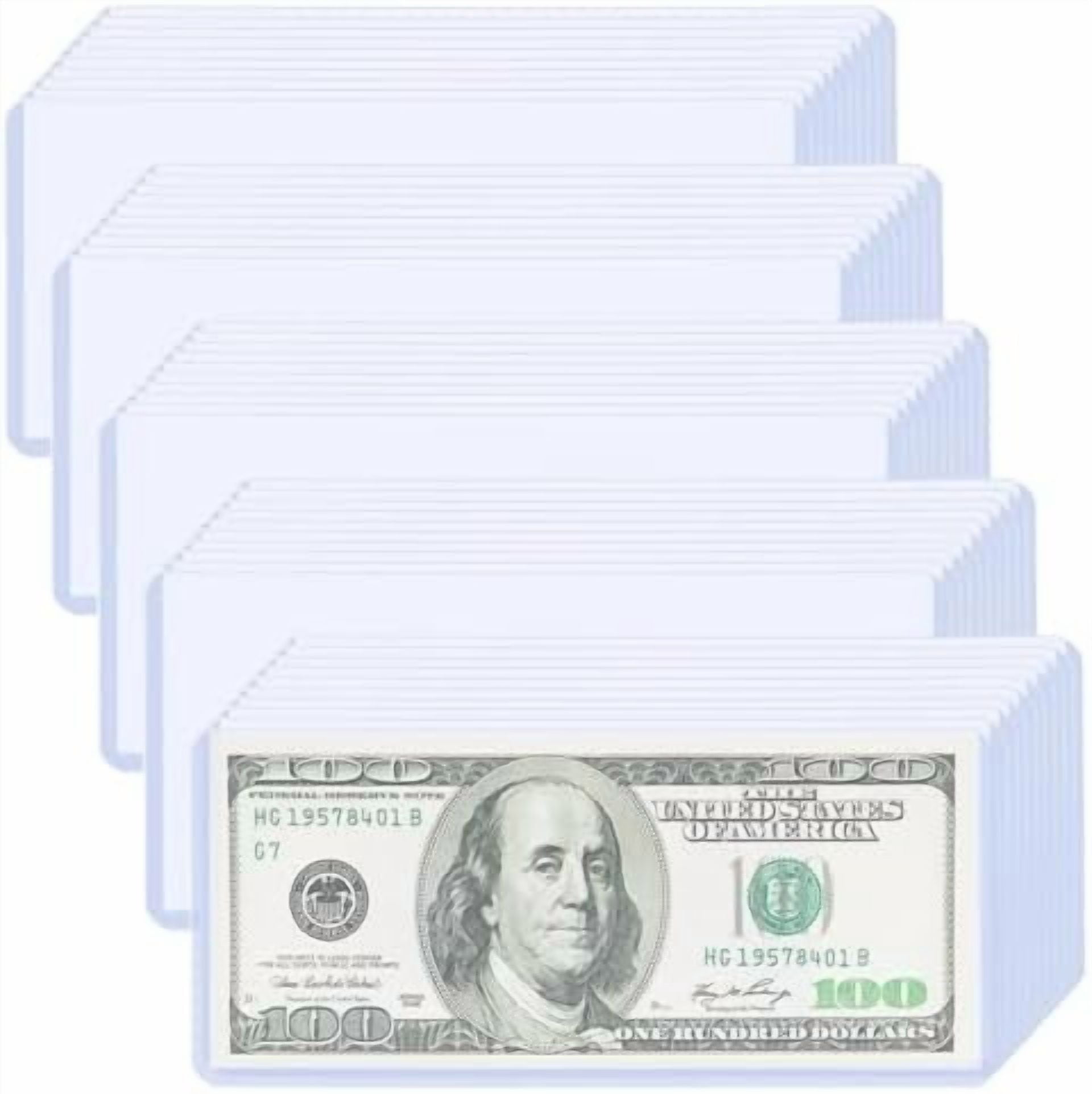 50 Pack Hard Plastic Currency Sleeves, Clear PVC Money Holder Dollar ...