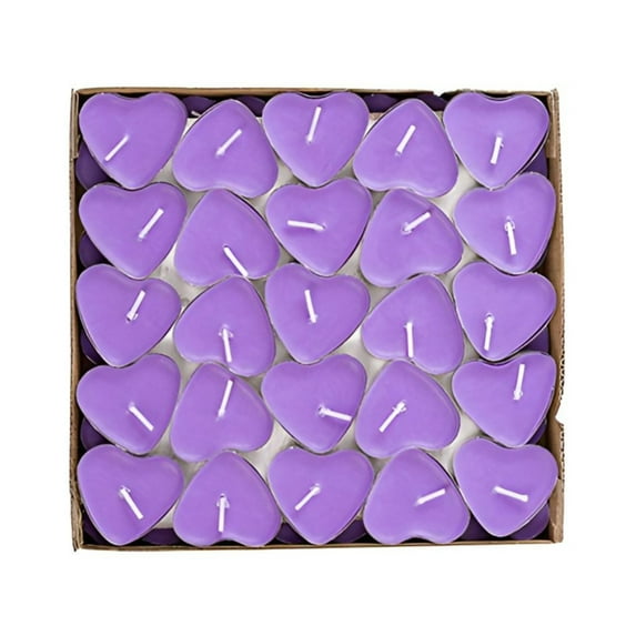 50 Pack Heart Candles, Small Smokeless Pink Heart-Shaped Tea Light ...