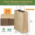 [50 Pack] Heavy Duty Kraft Paper Bags with Handles 13 x 10 x 5" 12 LB ...