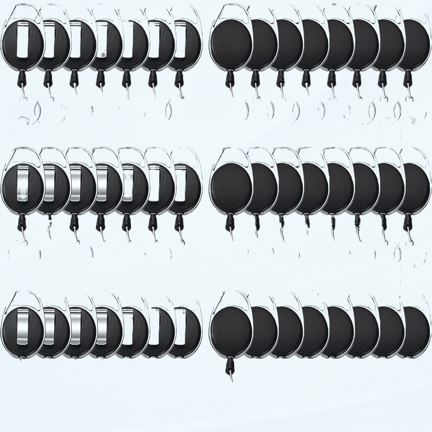 50 Pack Heavy Duty Retractable Badge Reels Batch Holder Name ID Badge ...