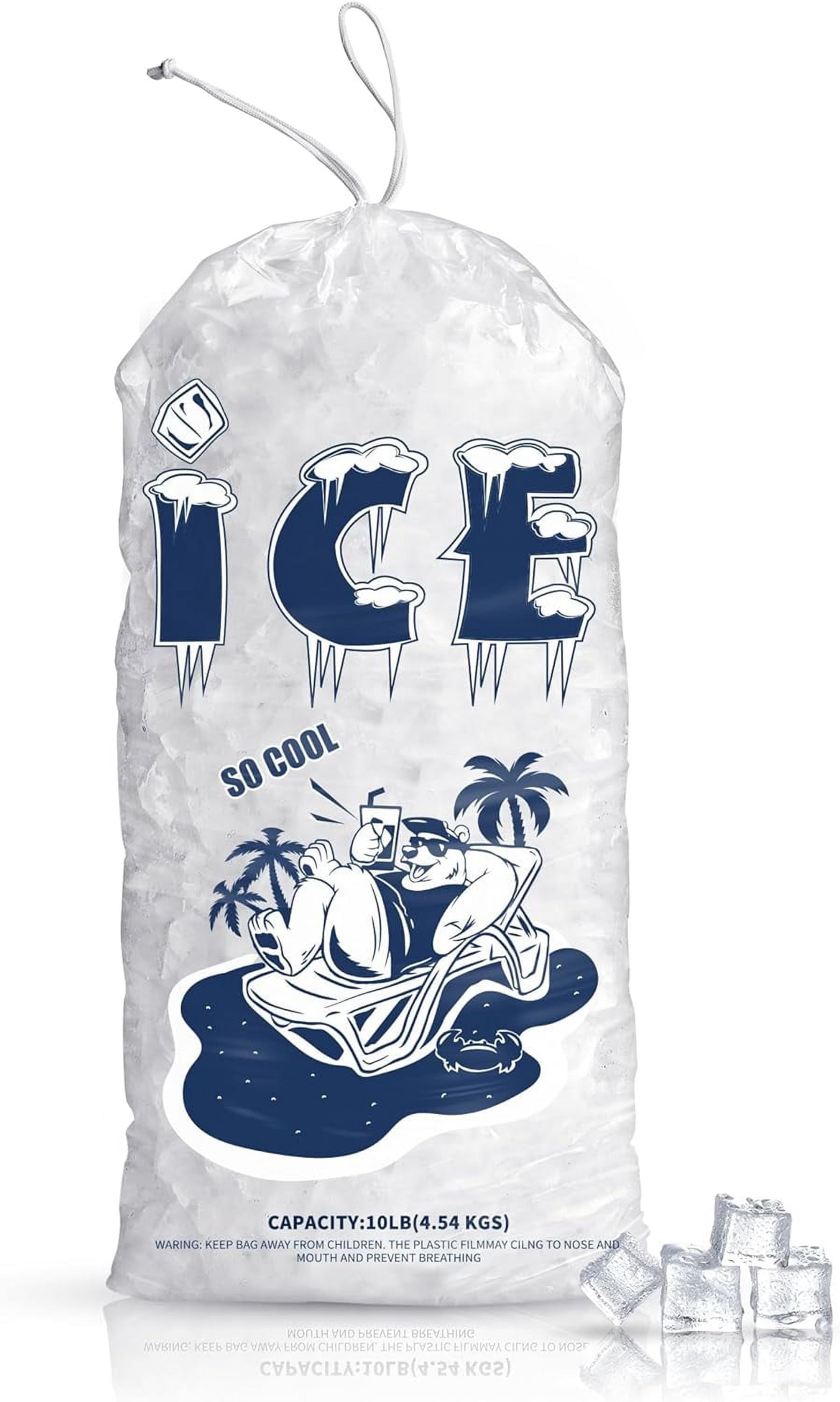 50 Pack Ice Bags 10 lb, Heavy-Duty Ice Bags with Drawstring(2 Mils ...