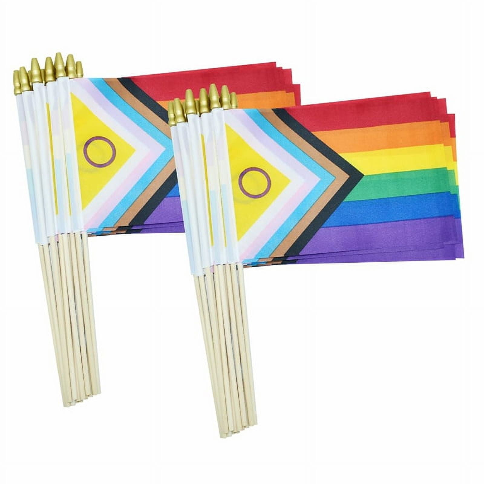 50 Pack Intersex Progress Gay Pride Stick Flag Small Mini Rainbow Hand ...