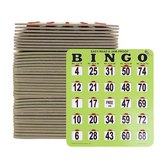 50-Pack Jumbo Easy-Read Shutter Bingo Cards, Finger-Tip Shutter Slide ...