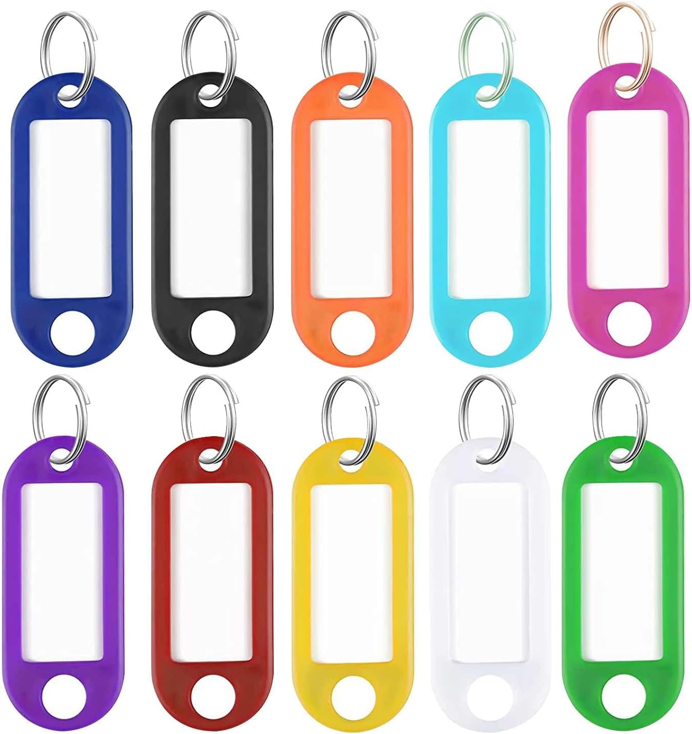 50 Pack Key Tags with Labels, 10 Colors Key Fobs with Split Rings for Keys, Key Rings with Tags ...