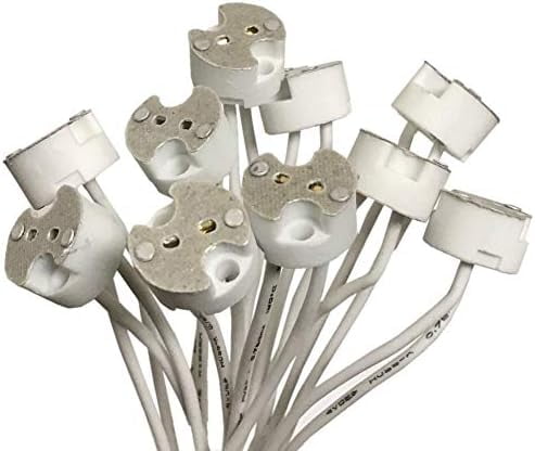 50 Pack LED MR16/GU5.3 Socket Adapter, Ceramic Base, White, Pin Type ...