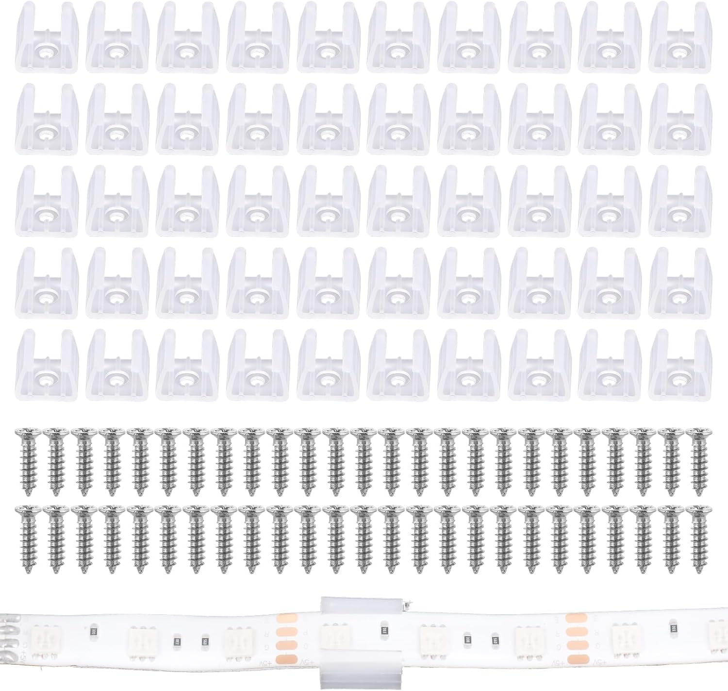 50 Pack LED Strip Light Clips with Screws Neon Mounting Clips Mounting ...