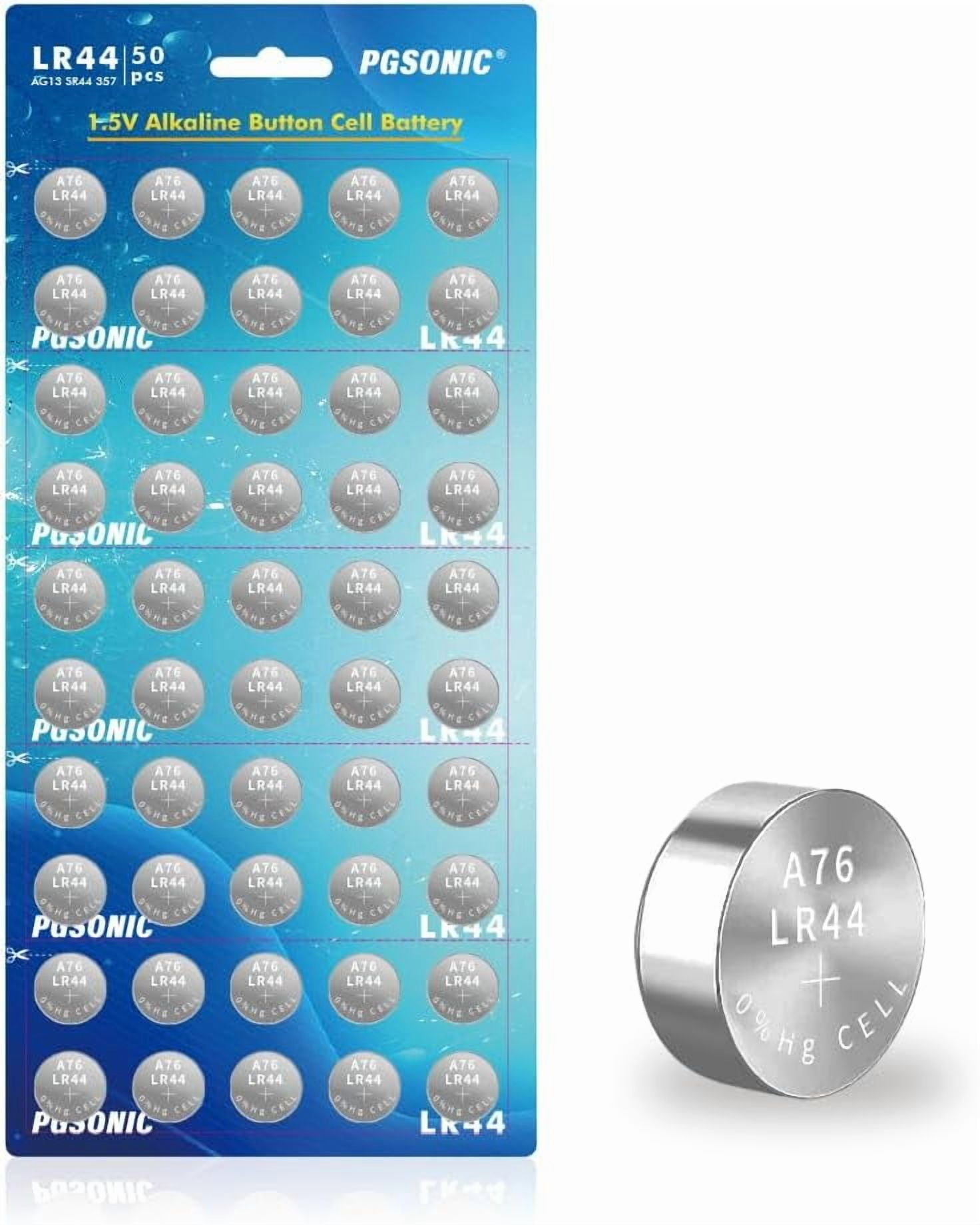 50 Pack LR44 Batteries, 1.5 Volt Alkaline Button Cell Batteries with ...