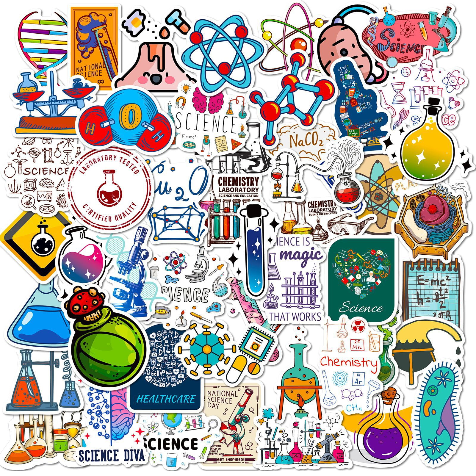 50-Pack Laboratory Science Stickers - New Chemistry and Science Lab ...