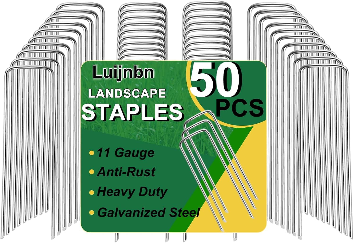50 Pack Lawn Staples, Premium Garden Landscape Staples, Galvanized ...