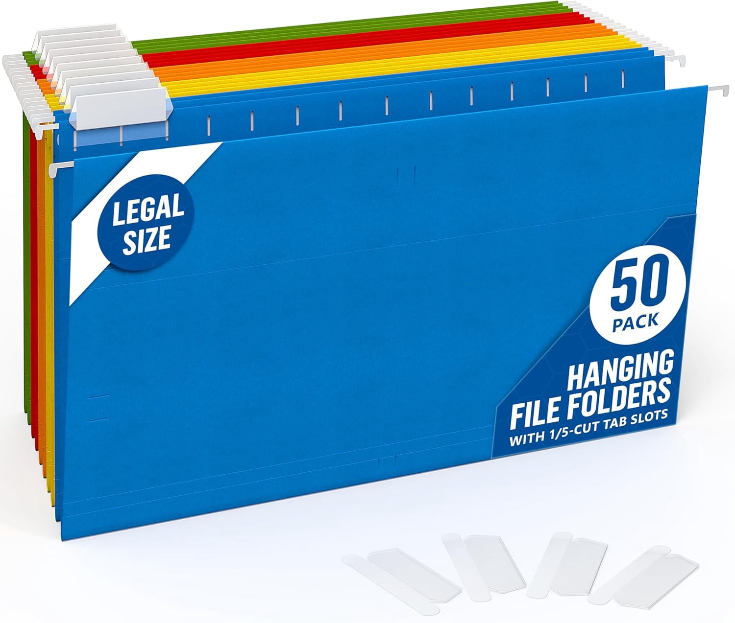 50 Pack Legal-Size Hanging File Folders with Adjustable 1/5-Cut Tabs ...