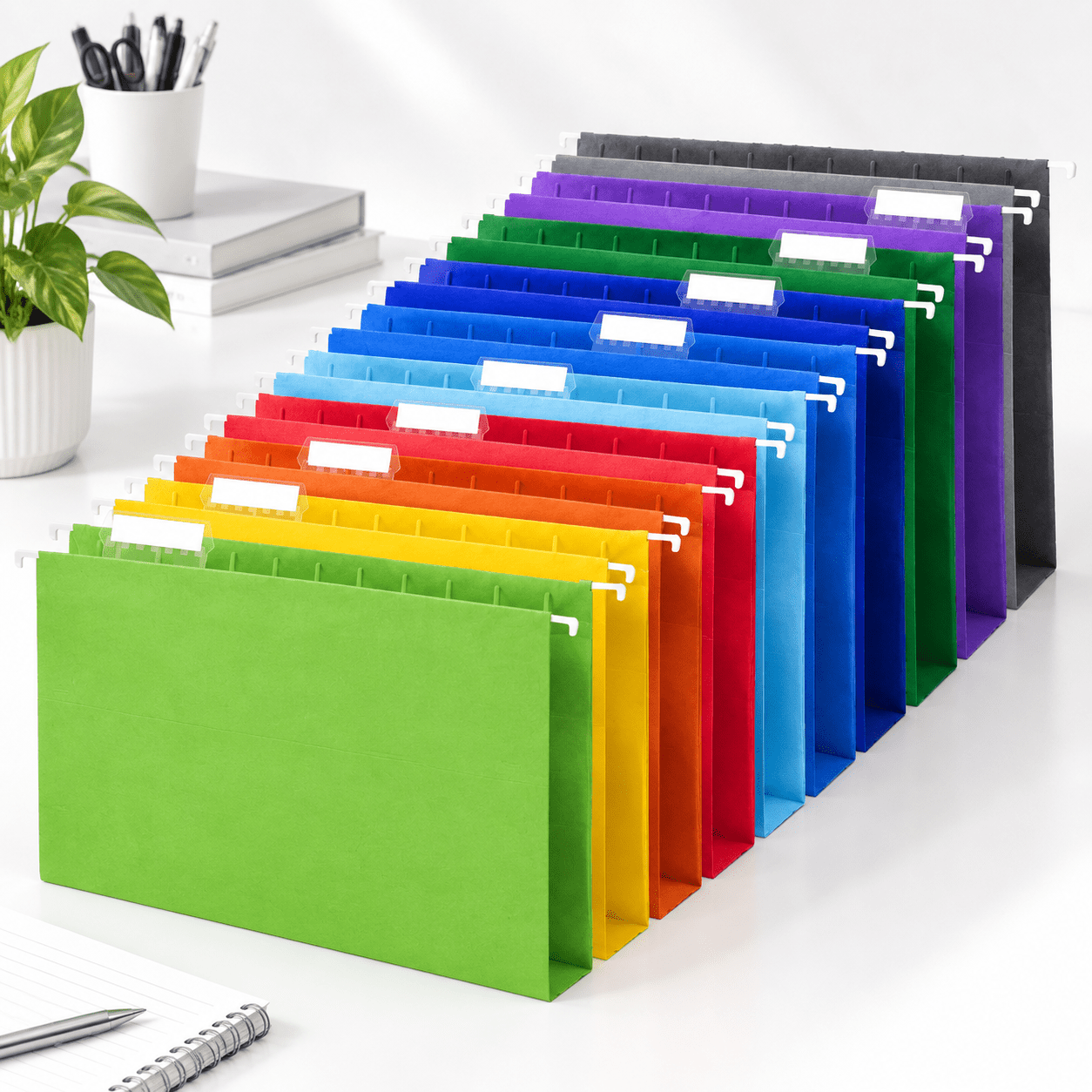 50 Pack Letter Size Hanging File Folders with 1/5-Cut Tabs and Blank ...