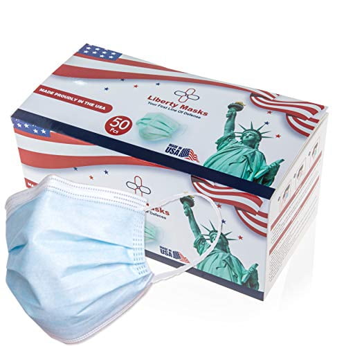 [50-Pack] Liberty Masks | Made in USA | 3 Ply Disposable Face Masks ...