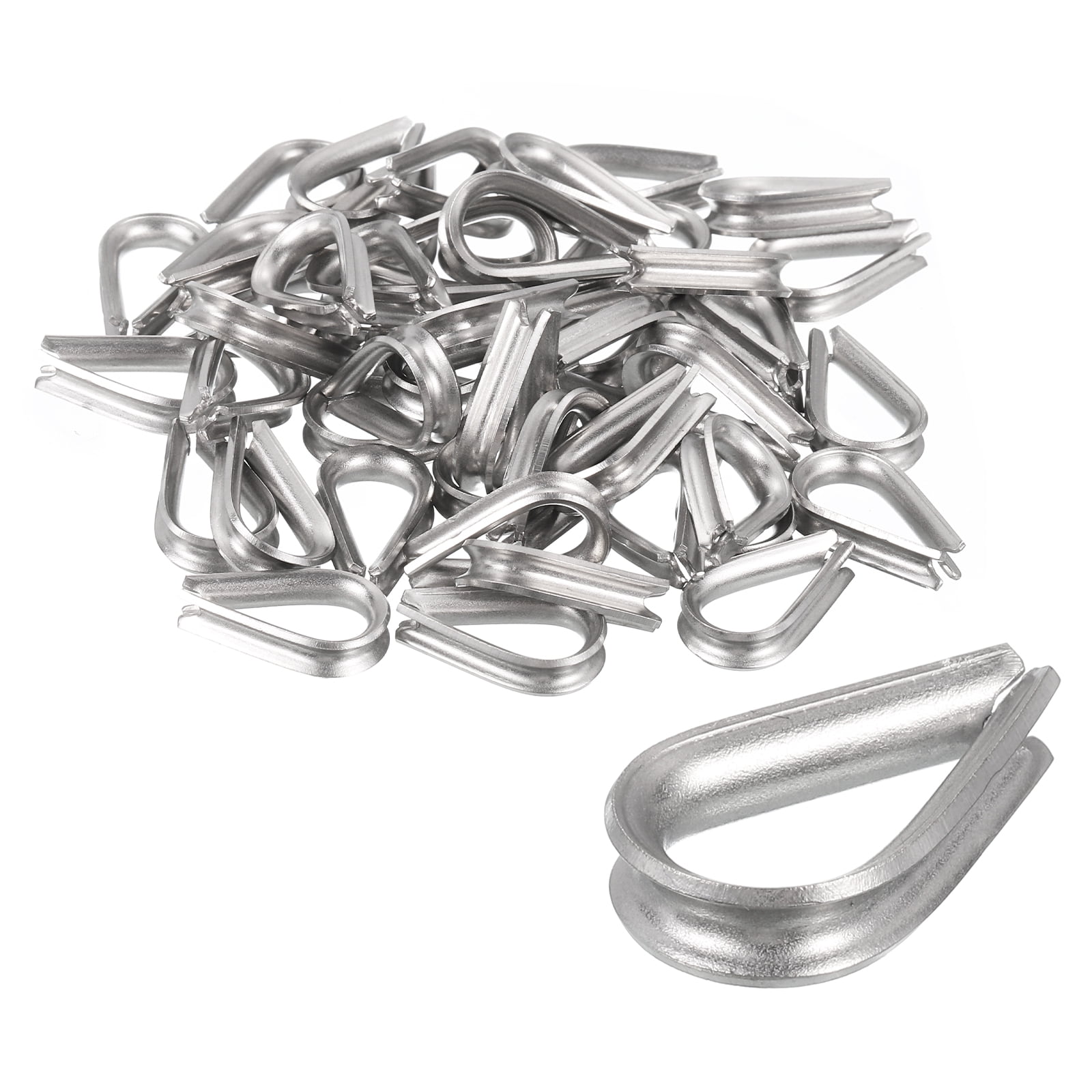 50 Pack M2 Stainless Steel Thimble for 5/64" Dia Wire Rope, Wire Rope ...