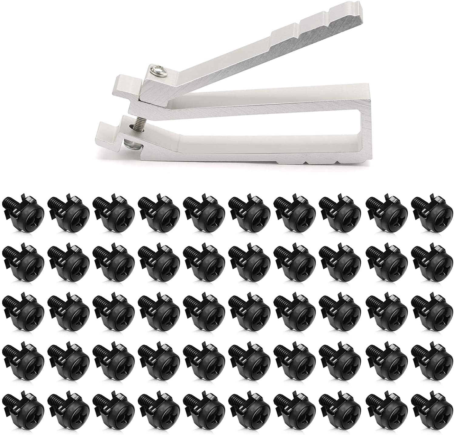50 Pack M6 Cage Nuts, Bolts and Washers Kit - Cage Nuts Set With Tool ...
