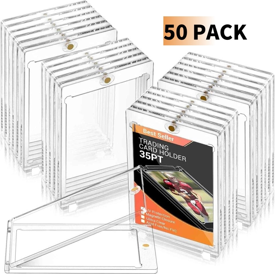50 Pack Magnetic Trading Sports Card Holder 35PT for Collecting Cards Protection,UV-Resistant ...