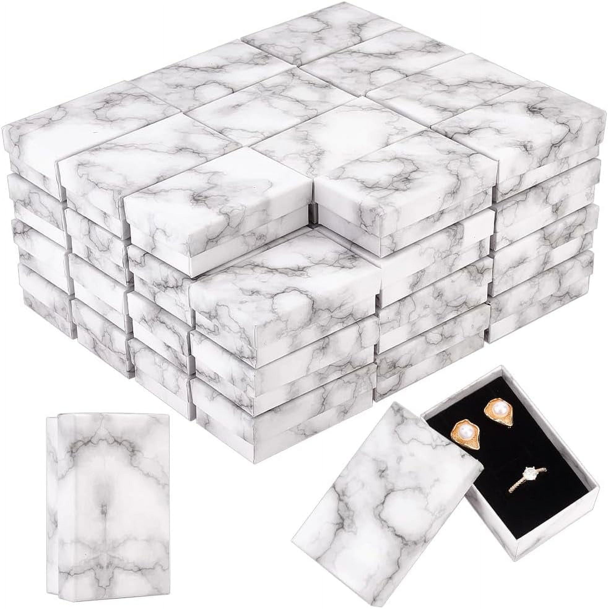 50 Pack Marble Jewelry Gift Boxes White Cardboard Marble Gift Box ...