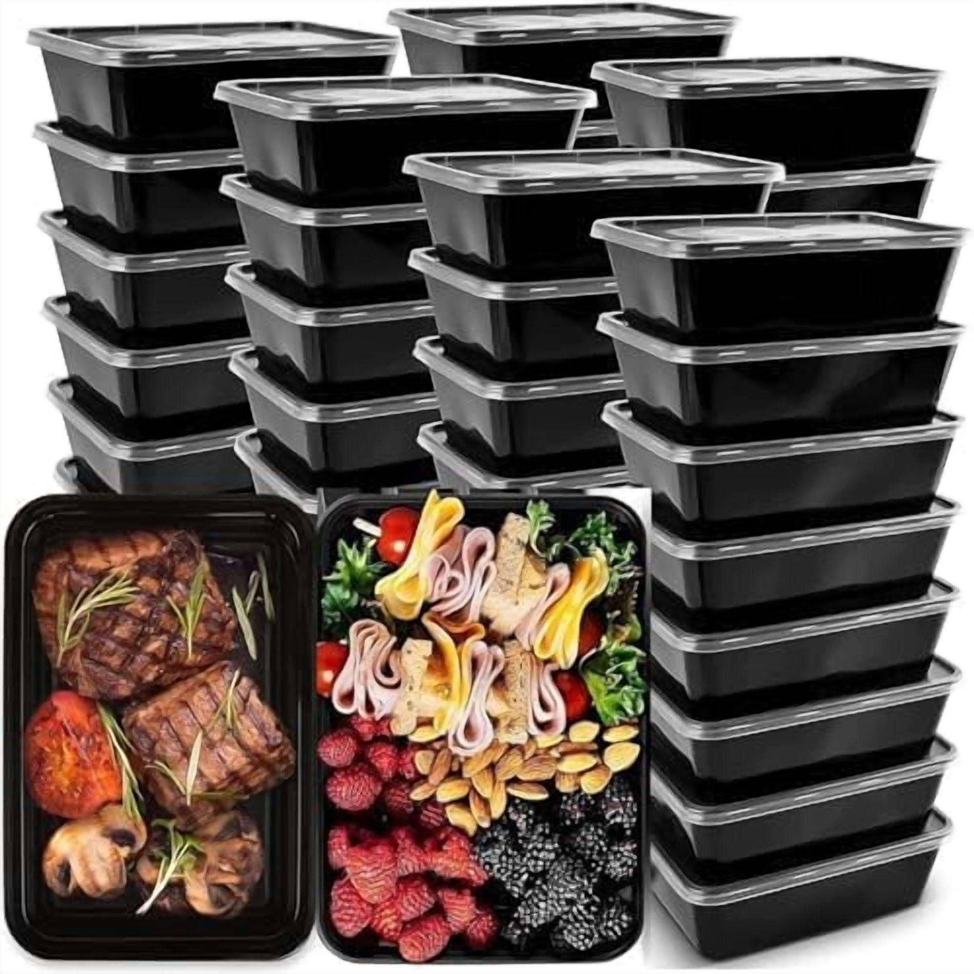 50-Pack Meal Prep Containers, 26 OZ Microwavable Reusable Food ...