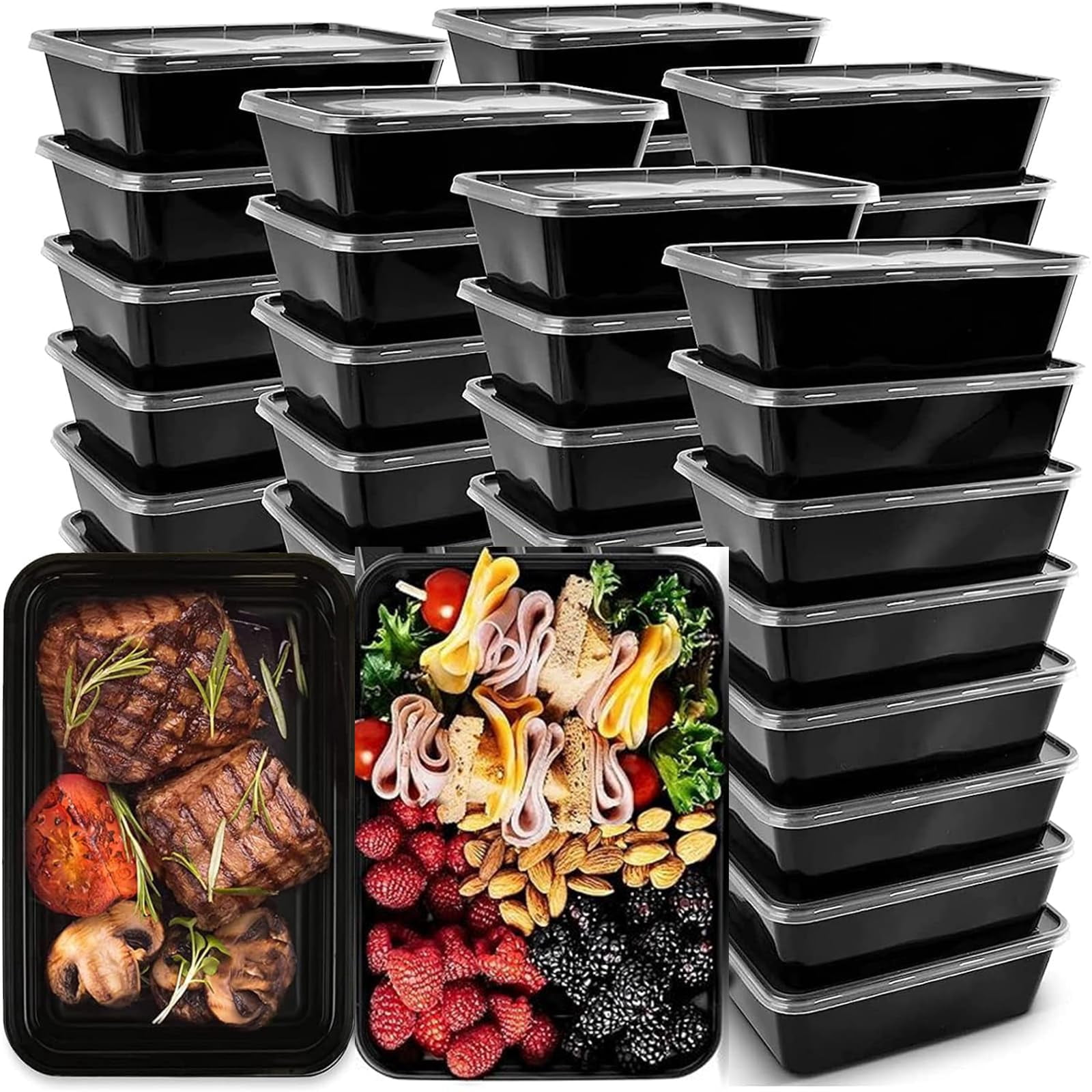 50-Pack Meal Prep Containers, 26 OZ Microwavable Reusable Food ...