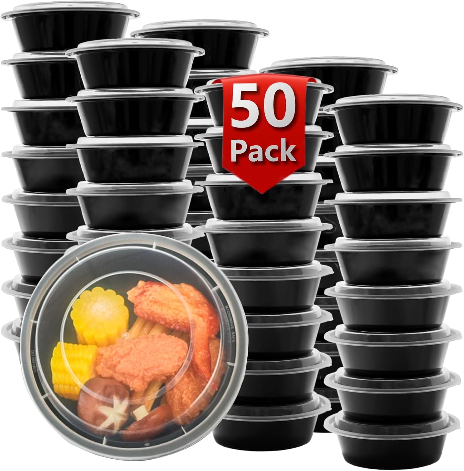 50 Pack Meal Prep Containers - 28 oz Reusable Food Storage Containers ...