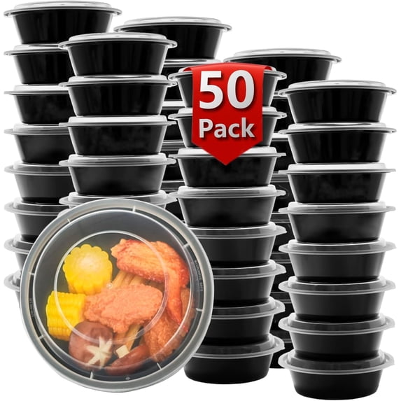 50 Pack Meal Prep Containers - 28 oz Reusable Food Storage Containers ...