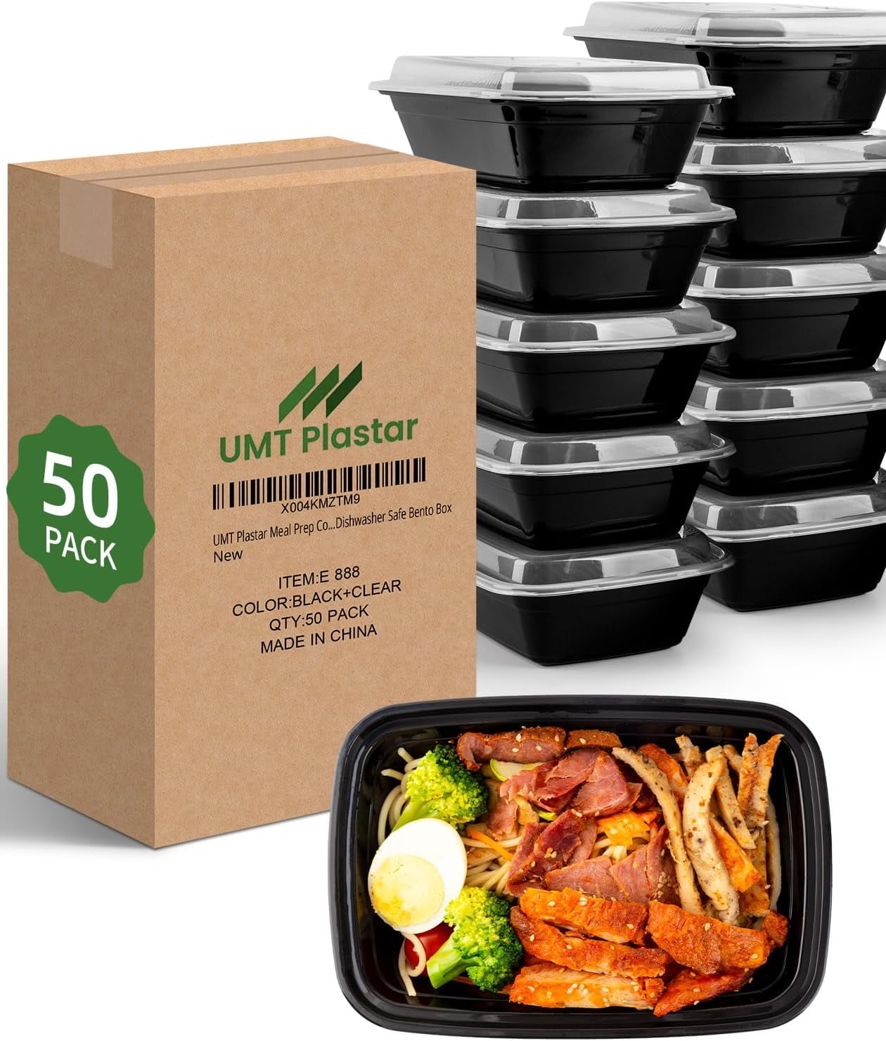 50 Pack Meal Prep Containers 32 oz – Reusable Plastic Food Storage with ...
